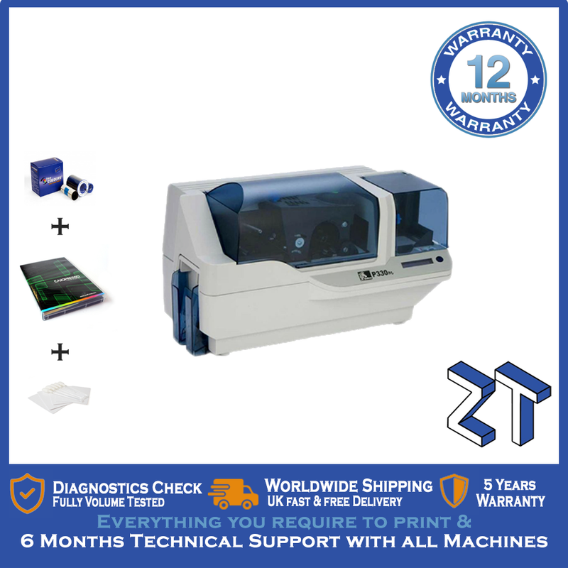 Zebra P330i, Single Sided, ID Card Printer with Starter Pack & Tech Su