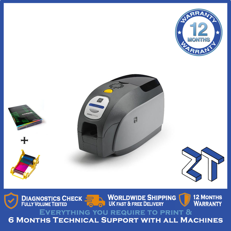 Zebra ZXP Seires 3 ID Badge/Card Printer with Starter Pack